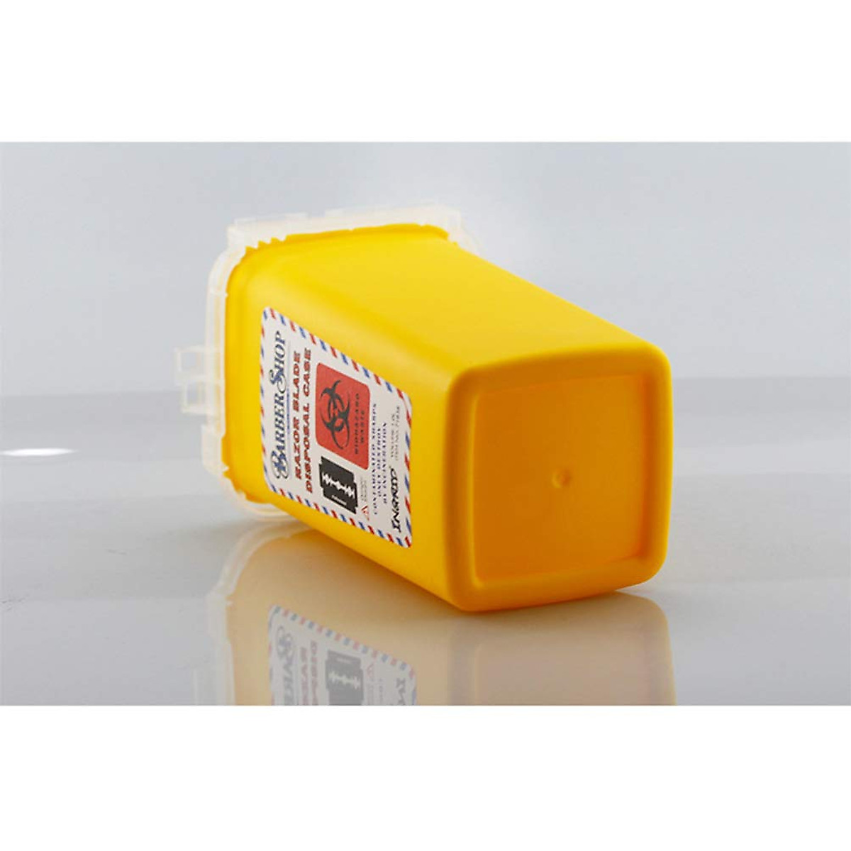 Minkissy Blade Dispenser Case Razor Blade Disposal Case Barber Shop Storage Bank Container for Used Razor Blades Yellow