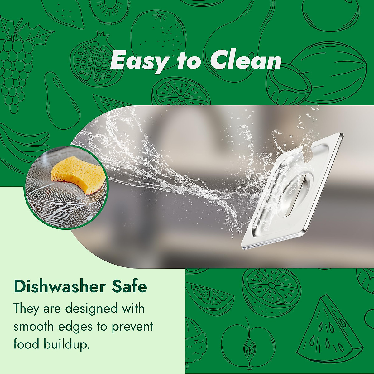 HECMAC 6-Pack 1/6 Size Notched Hotel Pan Cover,Stainless Steel Solid Steam Table Catering Food Pan Lid with Handle