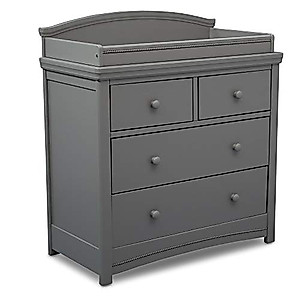 Simmons Kids SlumberTime Emma 4 Drawer Dresser with Changing Top, Greenguard Gold Certified, Grey