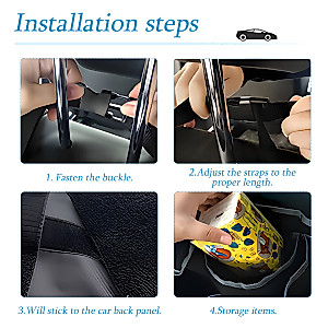 AUCELI Car Trunk Organizer, Backseat Hanging Large Storage with Adjustable Straps, Waterproof Collapsible Cargo Bag with 4 Pockets, Sturdy Space Saver Frees Trunk Floor for SUV, Truck, MPV