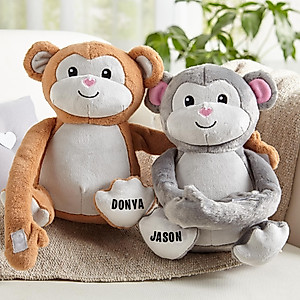 Let's Make Memories Personalized Hugging Plush Monkeys - Monkey Business - Monkey Stuffed Animal - for Couples - for Him - for Her