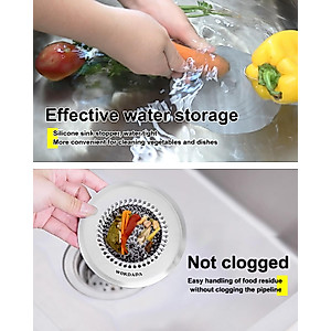 Kitchen Sink Drain Strainer, Flexible Sink Strainer with Stopper, 304 Stainless Steel Anti-Rust Mesh Sink Strainer, Wokdada Revolutionary Clog-Free Food Catcher for Garbage Disposal