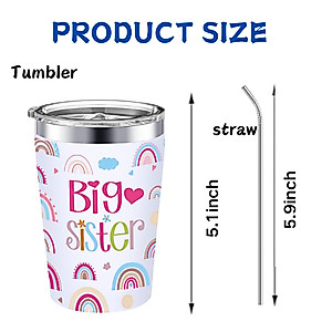 Niduilef Big Sister Gift 12 oz Pink Big Sister Vacuum Insulated Stainless Steel Tumbler for Sister Announcement Big Sister