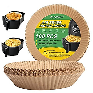 Air Fryer Paper Liner, Unbleached Oven Insert Parchment Paper, Disposable Non-stick Baking Paper for Frying, Baking, Roasting & Grilling (100Pcs-6.3")