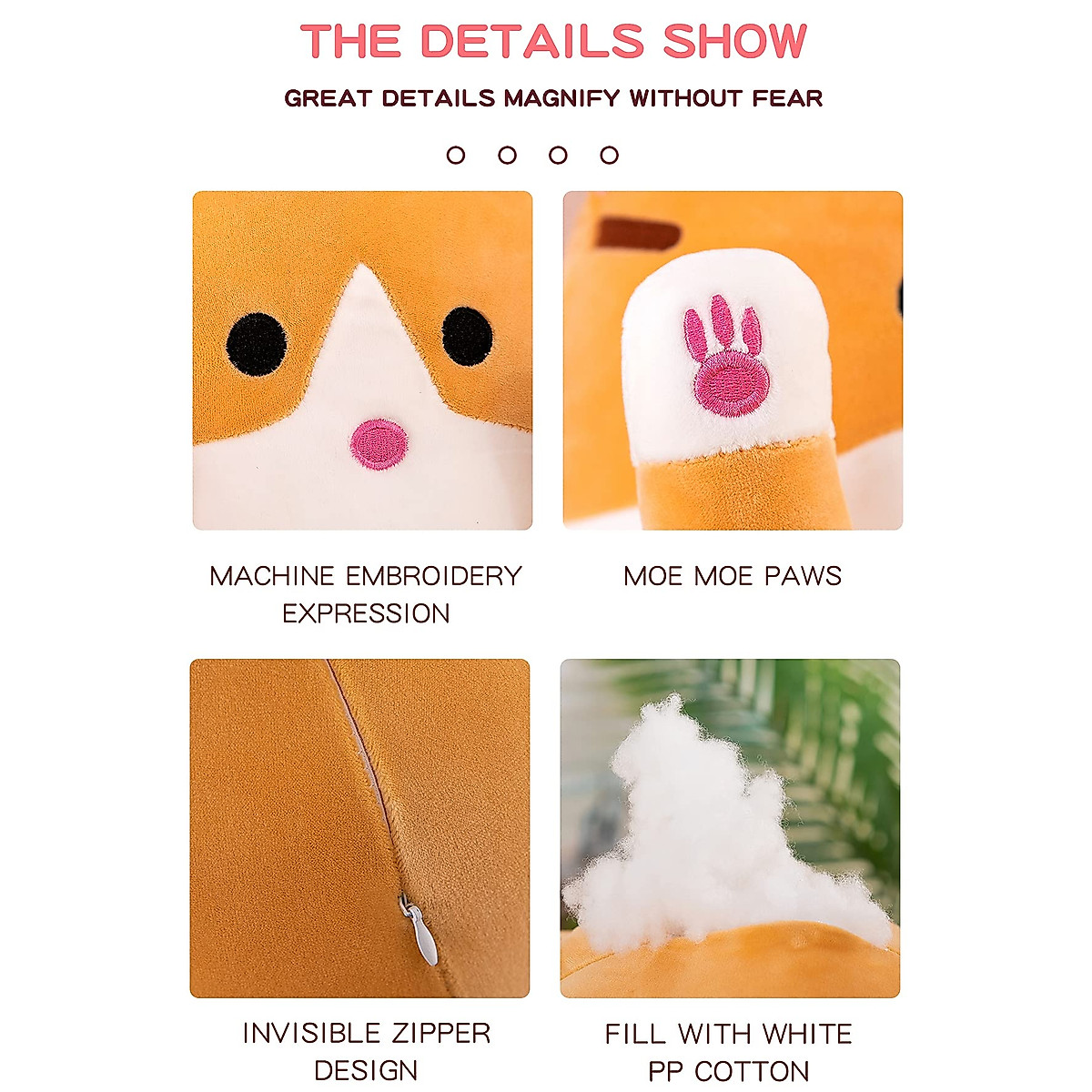 Yeqivo Long Cat Plush Pillow Soft Cat Body Pillow, Long Cat Stuffed Animal Cotton Kitten Sleeping Throw Pillow Gift for Kids Girlfriend(50CM,Pink)