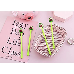 Chris.W 12Pcs Refillable Gel Ink Rollerball Pens from, Green Avocado, 0.5mm Extra Fine Point, Black Ink (Mixed)