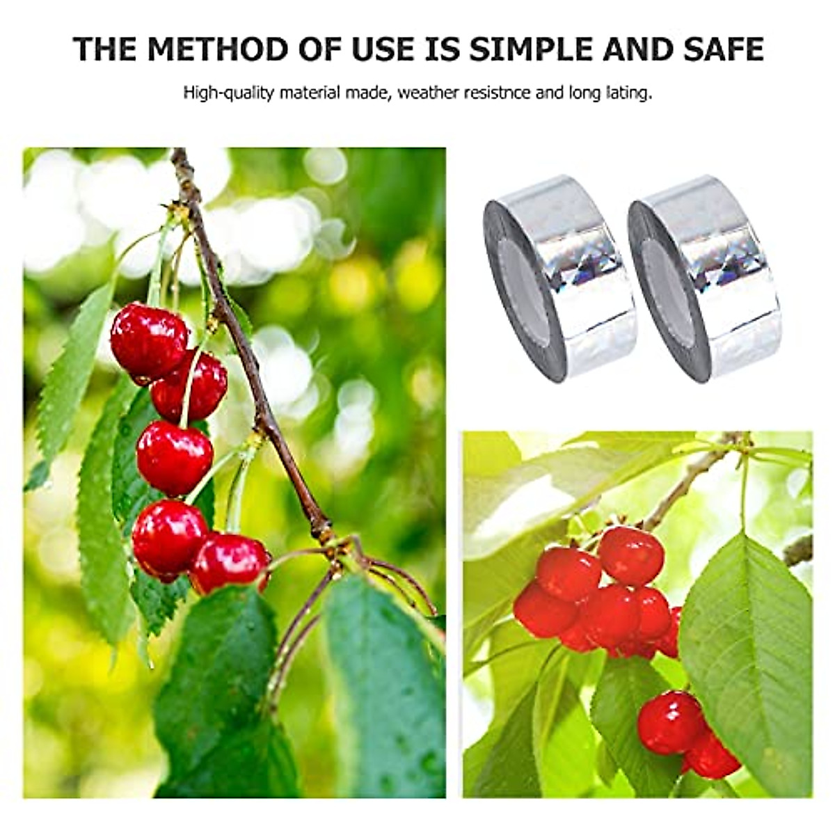 Cabilock 2Pcs Bird Tape Ribbon Tape Double Sided Reflective Tape Garden Backyard Reflective Tape for Protecting Plant