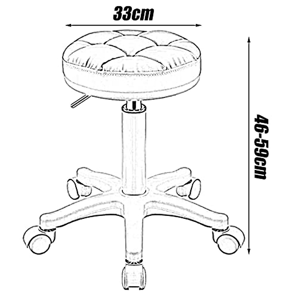 LWBLJX Roll Bar Stool with 360° Swivel Wheels, Medical Counter Beauty Salons Round Chair, PU Leather Seat and Foot Pedals, Adjustable 46-59 cm(Color:Black)