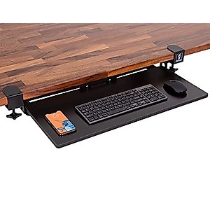 Stand Steady Premier Clamp-On Keyboard Tray | Extra Large 27-Inch Keyboard Shelf for Ergonomic Typing | Heavy Duty Wood Tray & Metal Frame | Sliding Desk Tray & Under Desk Drawer (Black) 