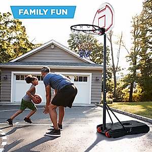 Best Choice Products Kids Height-Adjustable Basketball Hoop, Portable Backboard System w/ 2 Wheels, Fillable Base, Weather-Resistant, Nylon Net, Adjusts from 70.5in to 82.3in