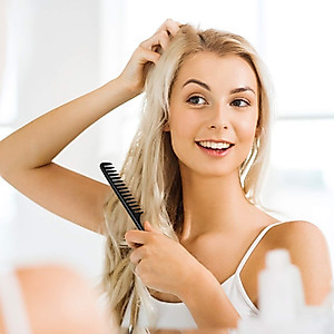 Leinuosen 3 Pack Wide Tooth Tail Combs, Black Carbon Comb Fiber Teasing Salon Back Combs Styling Comb Anti Static Heat Resistant Hair Comb, Suitable for all Kinds of Hair.