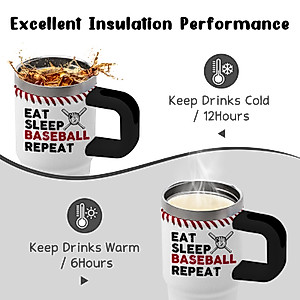 Baseball Gifts for Boys 8-12, Baseball Tumbler with Handle and Straw for Kids 14 Oz, Insulated Stainless Steel Baseballs Stuff Accessories for 6-8 12-14 Boys Girls Player Lovers