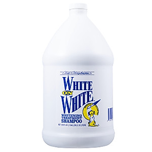 Chris Christensen White on White Whitening Treatment Dog Shampoo, Groom Like a Professional, Brightens White, Safely Removes Yellow & Other Stains, All Coat Types, Made in USA, 1 gal.