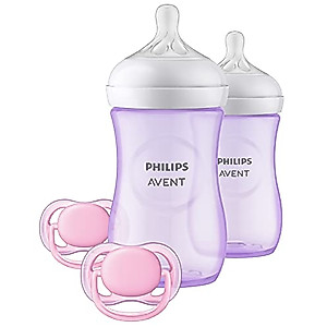 Philips Avent Natural Baby Bottle with Natural Response Nipple, Purple Baby Gift Set, SCD837/01
