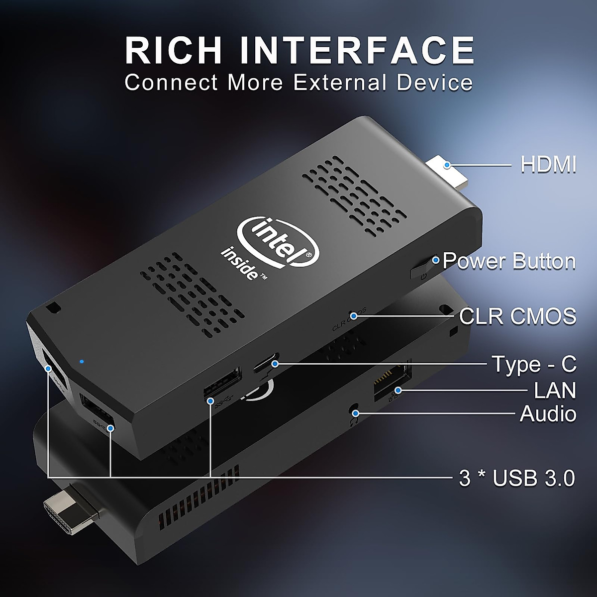 AIOEXPC Mini PC Stick Intel Celeron J4125 Windows 11 Pro 8GB DDR4 512GB SSD Compute Stick Support 4K HD, Gigabit Ethernet, 2.4G+5.0G Dual Band Wi-Fi, USB 3.0 Port, Bluetooh 4.2