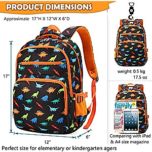 BLUEFAIRY Dinosaur Backpack for Boys Kindergarten Elementary School Bags for Kids Toddler Primary Bookbags for Preschool Lightweight Mochila Para 3 4 5 6 7 Niños Gifts (Orange)