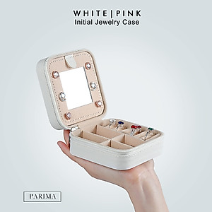 Parima Travel Jewelry Case for Women Fashion, A Initial Small Travel Jewelry Case | Personalized White Jewelry Case for Teen Girl | Gifts Trendy Stuff