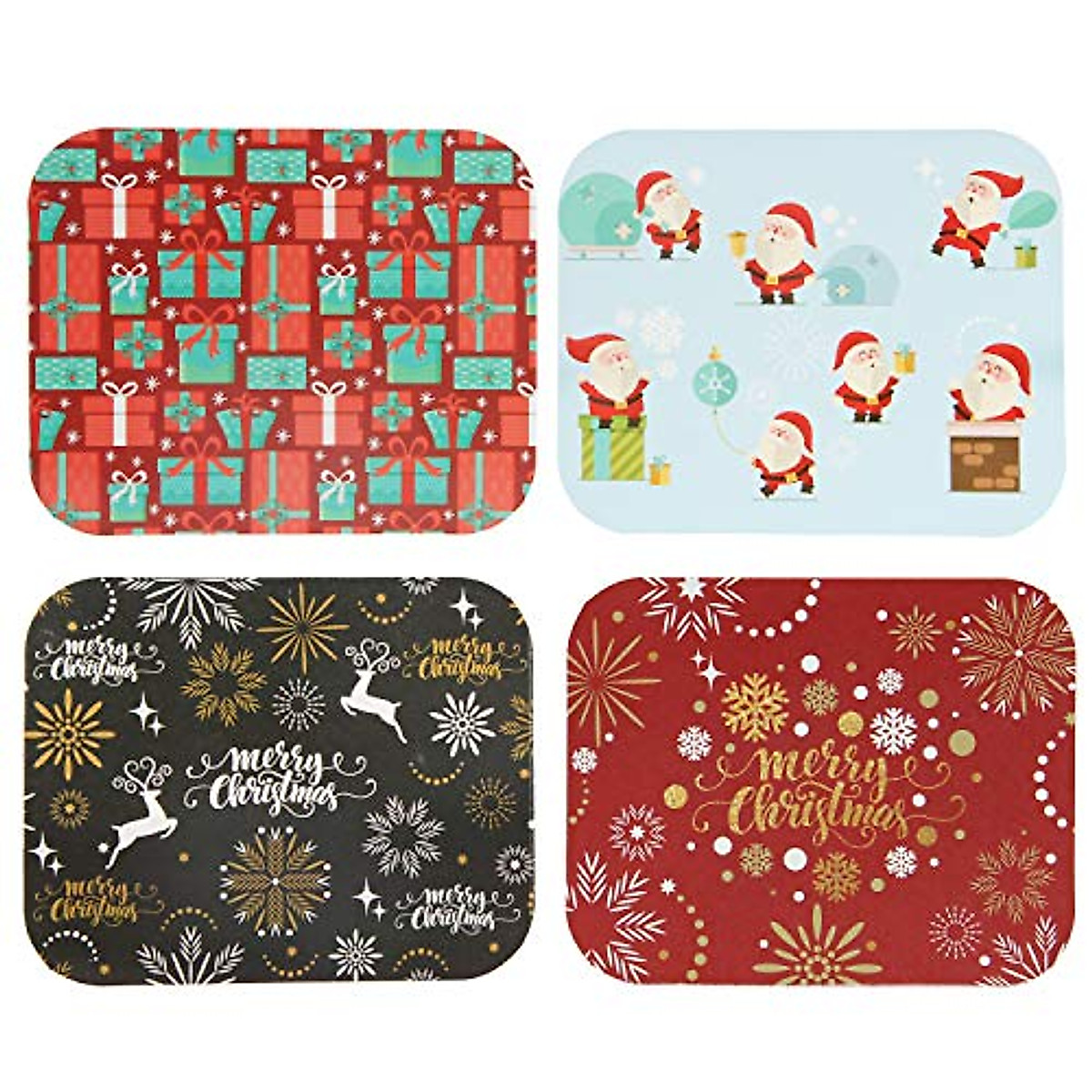 JOYIN 40 Pieces Christmas Foil Containers with Lid, 8 Holiday Designs, 7"x5.5"x2" Christmas Small Gift Bags Santa Sacks, for Holiday Leftovers Goodie Container or Cookie Exchange