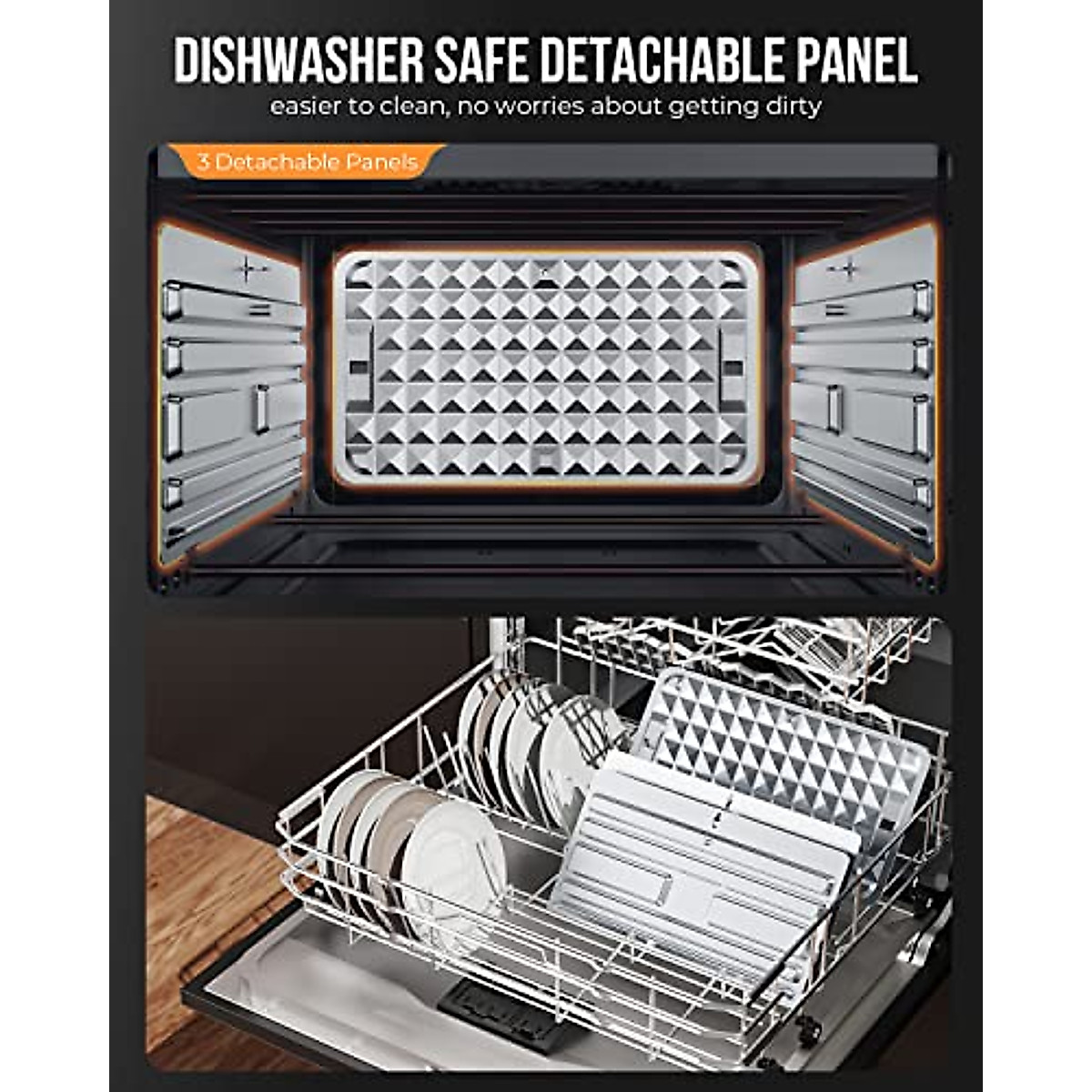 Large Capacity Toaster Oven Countertop, Dishwasher Safe Detachable Panel, 26QT Air Fryer Toaster Oven Combo, Drumstick Grill Accessories, With Ary Fry, Bake, Toast, Bagel, Pizza, Broil, Defrost, BLAZANT T-26