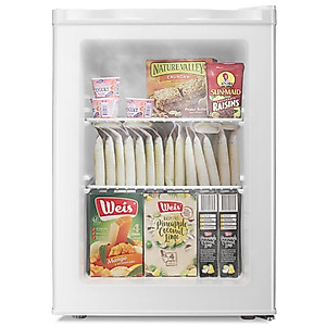 Joy Pebble Free Standing Upright Freezer with Removable Shelf, Adjustable Thermostat, Compact Reversible Single Door Vertical Freezers for Home/Hotel/Apartment/Office (2.1 cu.ft, white)