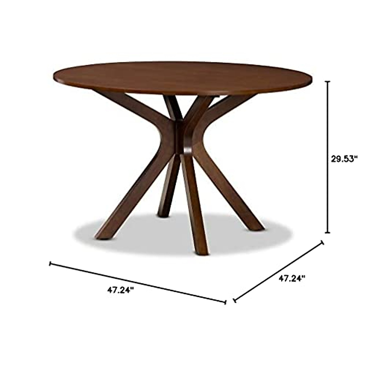 Baxton Studio Kenji Modern and Contemporary Walnut Brown Finished 48-Inch-Wide Round Wood Dining Table