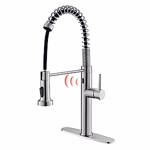 Fapully Touchless Kitchen Faucet with Pull Down Sprayer,Sensor Commercial Pull-Down Single Handle Kitchen Sink Faucet Brushed Nickel