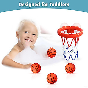MARPPY Bath Toys, Bathtub Basketball Hoop for Toddlers Kids, Boys and Girls with 4 Soft Balls, Mold Free & Strong Suction Cup, Bathtub Shooting Game & Fun Toddlers Bath Toys for Boys or Girls