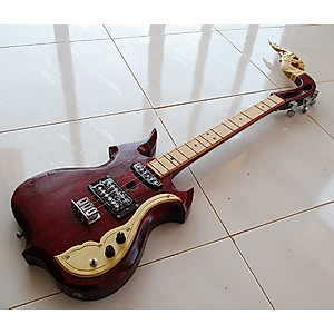 Isarn Acoustic Electric Phin 3 Strings 3 Track, Thai Lao Guitar Musical Instrument, Traditional Thai Musical Pin 18