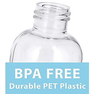 JUVITUS 4 oz / 120 ml Clear Plastic PET Boston Round Bottle (BPA Free) with Black Disc Cap (12 pack)