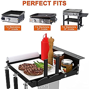 Grill Side Shelf for Blackstone 17" 22" 28" Griddle, Griddle Accessories for Blackstone 17 Inch 22 Inch 28 Inch Table Top Griddle, Black