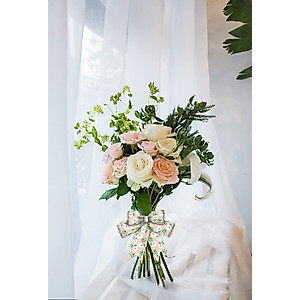 ALIBBON 2 Rolls 2.5" × 5 Yd Spring Magnolia Butterfly Wired Edge Ribbon Spring Flower Burlap Ribbons Lace Butterfly Ribbon Flaxen Ribbon for Spring Wreath DIY Crafting Gift Wrapping Party Decoration