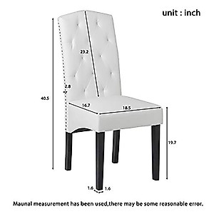 Dining Chairs Set of 2 PU Dining Chair, Leisure Chairs with Solid Wood Legs, Living Room Chairs, Cream White, 18.5" W x 19.5" D x 40.5" H