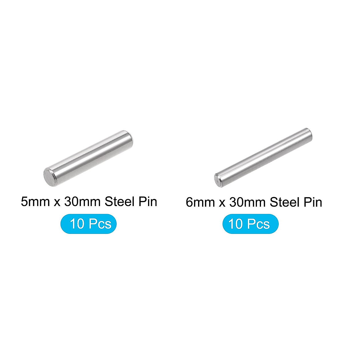 uxcell 5X 30mm and 6X 30mm Dowel Pin 304 Stainless Steel Cylindrical Shelf Support Pin for Connecting and Positioning, 20in 1 Set