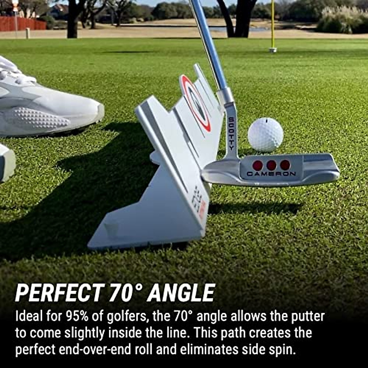 EyeLine Golf 70 Degree Edge Putting Plane Rail - Portable use Outdoors or Indoor Putting mat. Training Aid. Made in USA. Alignment, Stroke Length, Stroke Path Instant Short putt Improvement. 24 in.