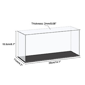 MECCANIXITY Acrylic Display Case Plastic Box Cube Storage Box Clear Small Assemble Dustproof Showcase 14.1x4.3x6.1 Inch for Collectibles Items