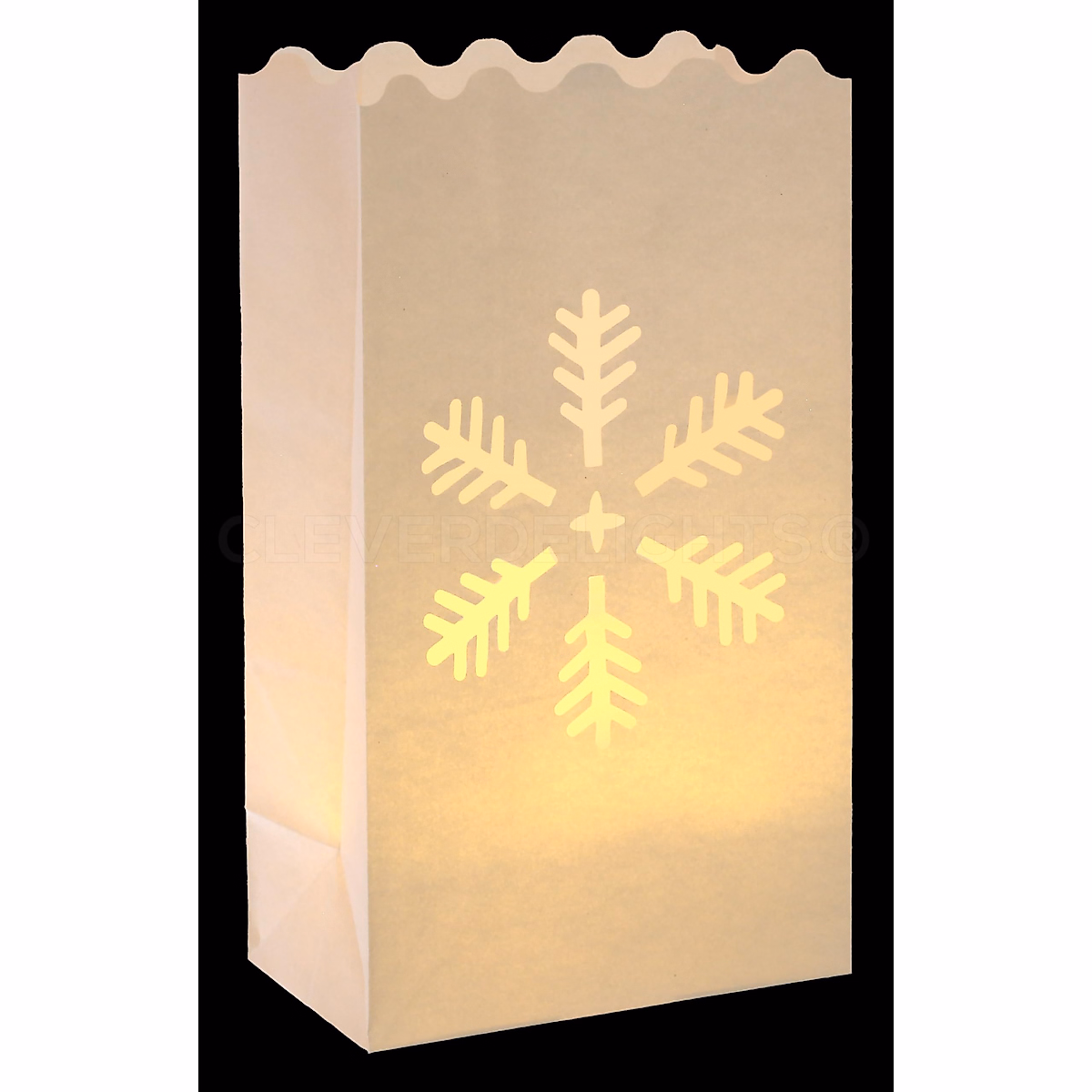 CleverDelights White Luminary Bags - 50 Count - Snowflake Design - Christmas Holiday Luminaria