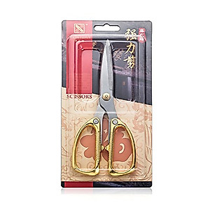 Premium Handle Utility all Purpose Golden Scissors, Gold Kitchen Shears or Ribbon Cutting Scissors- Household Stainless Steel Golden Scissors - Multi-Purpose Stainless Steel Sharp Blades (8 inch)