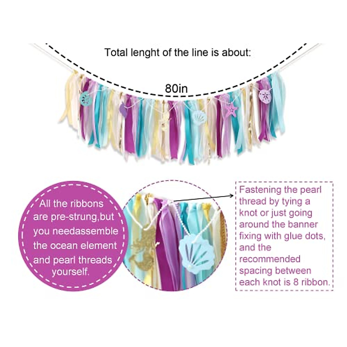 Mermaid High Chair Banner - Mermaid Birthday Decorations, Under the Sea Party Background, Mermaid Banner for 1st Birthday, Mermaid Party Supplies, Smash Cake Props (mermaid banner)