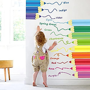 Color Wall Decals Kids Room,Nursery Wall Sticker Peel and Stick,Multicolor Crayons Stickers Classroom Decoration Stickers,Colorful Inspirational Wall Decal for Bedroom Baby room Daycare Playroom Decor