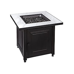 Endless Summer, The Bristol, Square 30" Outdoor Propane Fire Pit, Includes Black Fire Glass, Table Insert, & Protective Cover