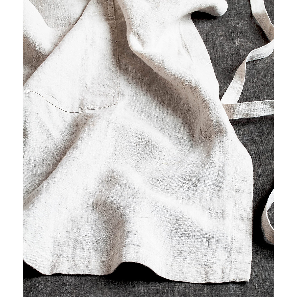 LK PureLife Stonewashed 100% French Linen Apron-Adjustable with Pockets for Women Men-Natural Linen