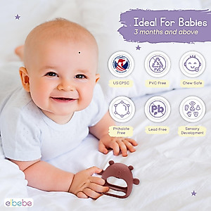 Bear Mitten Never Drop Silicone Baby Teething Toys | (Brick Red) Teether Mitten | Baby Teethers 0-6 Months, Teether Mitten, Teething Hand Mitten, Teething Mitten, Baby Teethers 6 to 12 Months