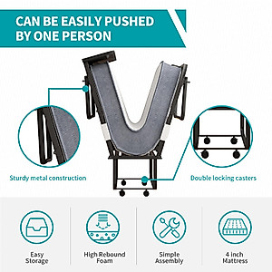 BALUS Rollaway Bed, Folding Bed with Memory Foam Mattress for Adults, Study Metal Construction Folding Bed, Folding Sleeper with 4 Lockable Wheels, (Upgraded 75 x 46 in)