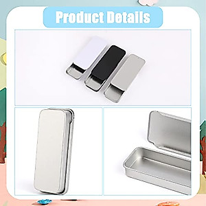 KALIONE Metal Box Containers Empty Slide Top Small Metal Containers 3.14 by 1.34 by 0.4 Inch Rectangular Storage Box Containers for Candies Jewelry Crafts Pills Survival Kit 3Pcs