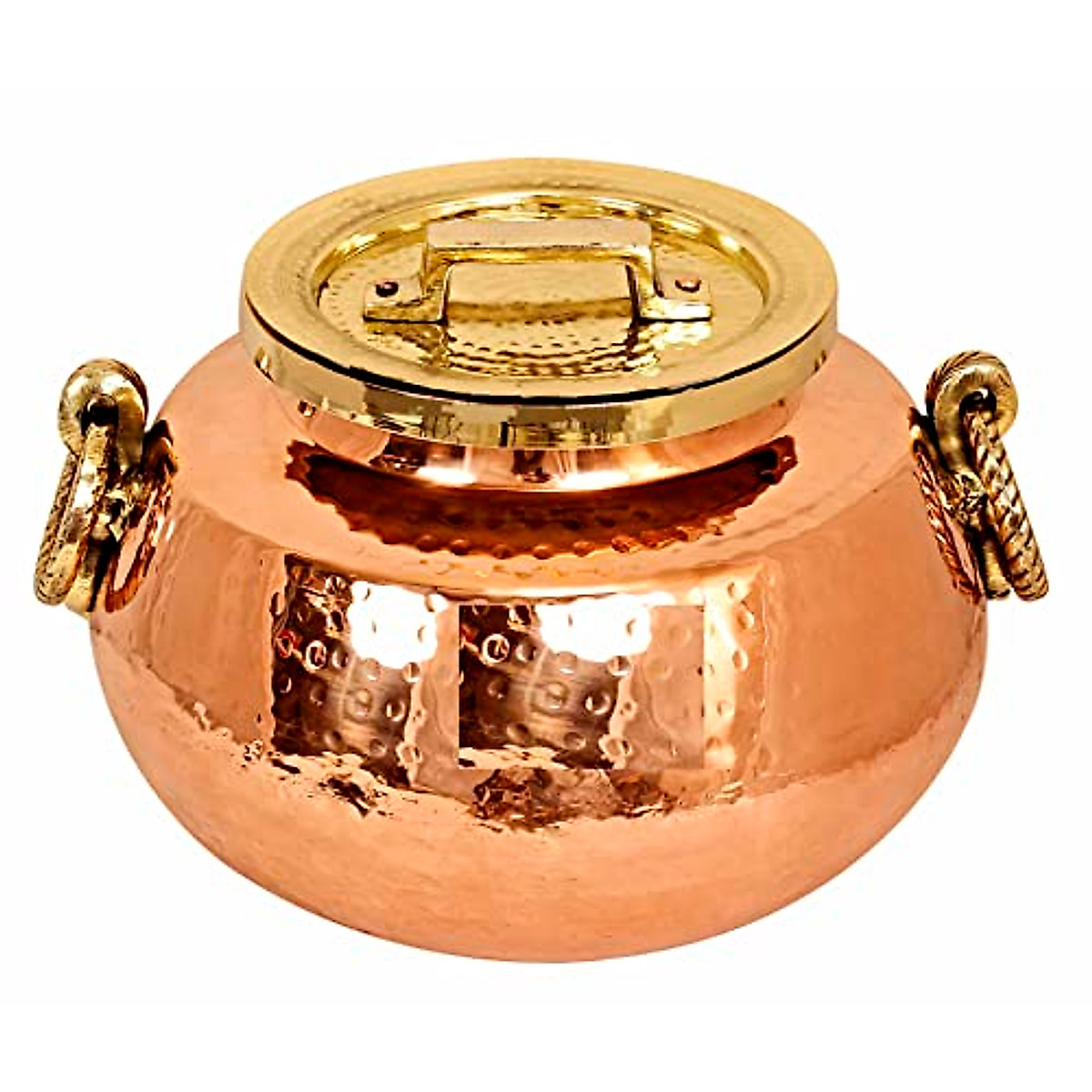 Steel Copper Hammered Design Chafing Dish with Brass Lid