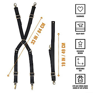 Under NY Sky Real Leather Strap for Apron - Cross Shoulder & Waist Set (Black)