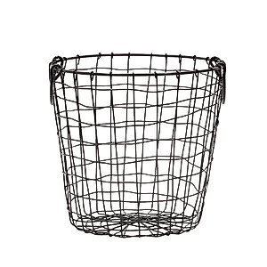 Farmlyn Creek Round Black Wire Laundry Baskets with Handles (Metal, 8.5 x 11 In, 2 Pack)