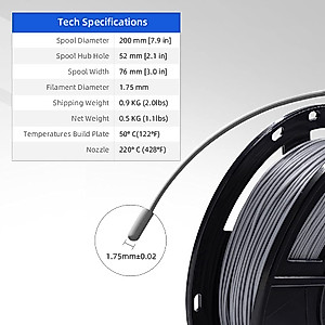 Flashforge PLA Filament 1.75mm, 3D Printer Filaments 0.5kg Spool-Dimensional Accuracy +/- 0.02mm for Adventurer 3 Series (Black)