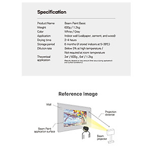 PICSHOW Beam Projector Screen Paint Basic - High Definition, 1200gram, Light Gray