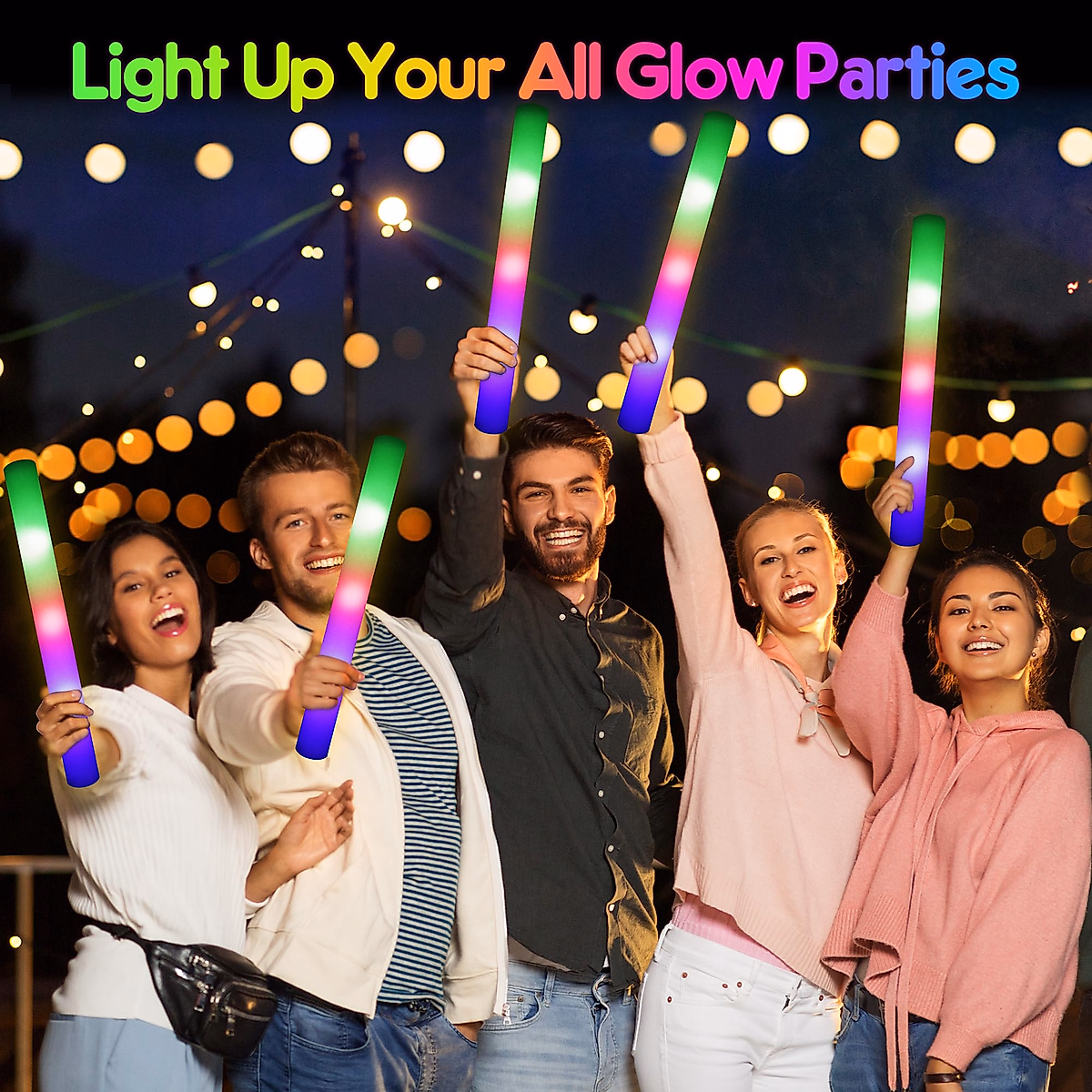 Mocoosy Foam Glow Sticks Bulk Party Pack, 32 PCS Led Glow Sticks with 3 Modes Colorful Flashing, Glow in Dark Party Supplies, Light Up Neon Party Toys for Wedding, Raves, Concert, Birthday, Halloween